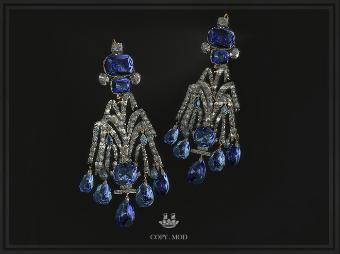 Second Life Marketplace - Boehmer - Sapphire Diamond Girandole Earring ...