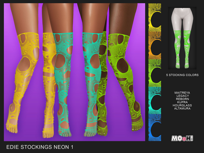 Second Life Marketplace Mooh Demo Edie Stockings Neon 1 Add