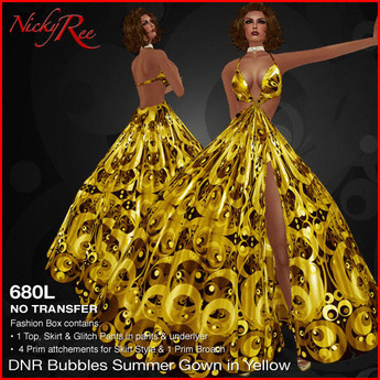 Second Life Marketplace - *DNR* Bubbles Summer Gown in Yellow