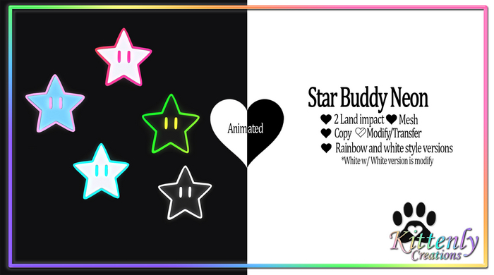 Second Life Marketplace - Kittenly Creations - Star Buddy Neon