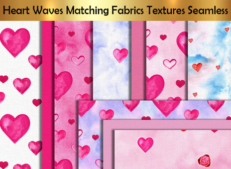 Second Life Marketplace - Heart Waves Matching Fabrics Textures Seamless