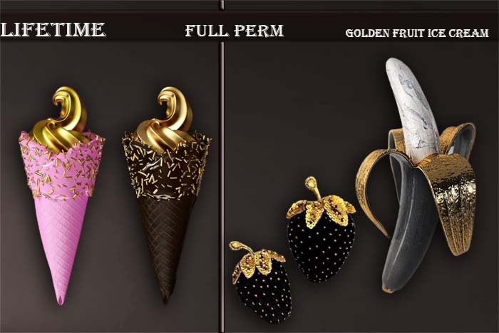 Second Life Marketplace - LIFETIME FULL PERM Golden Fruit Ice cream