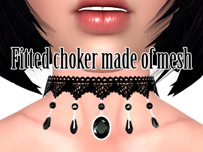 Second Life Marketplace - choker lace onyx pendant