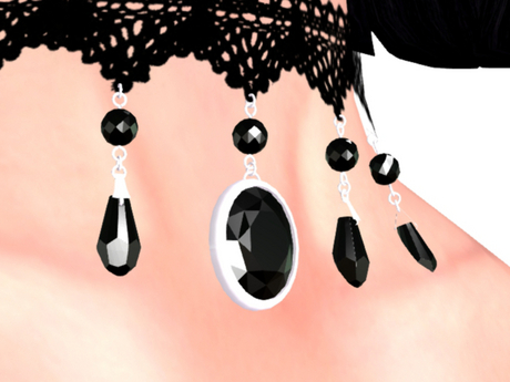 Second Life Marketplace - choker lace onyx pendant