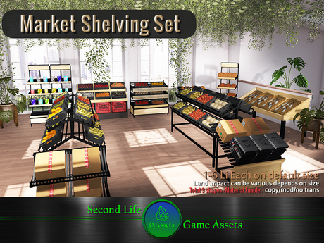 Second Life Marketplace - :D.Assets: - Market Shelving Set [ADD ME]