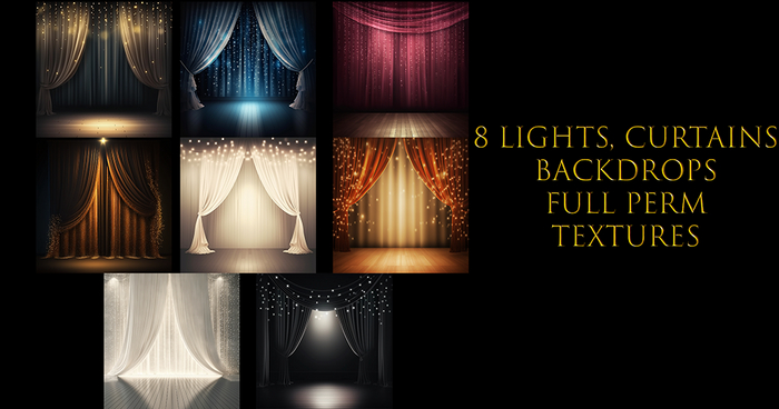 Second Life Marketplace - SATO - 8 Curtain Lights Backdrops Full Perm ...