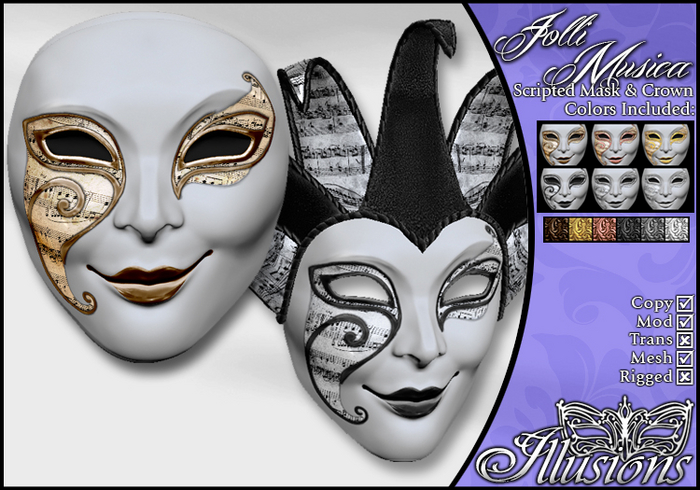 Second Life Marketplace - *~*Illusions*~* Jolli Musica Venetian Jester ...