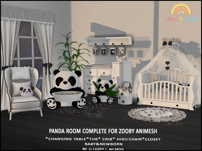 Second Life Marketplace - {Pink&Blue}Panda room complete(Zooby Animesh)