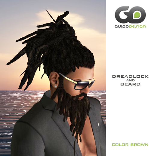 Second Life Marketplace - [GD] Dreadlock Hair and Beard - Brown