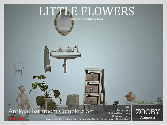Second Life Marketplace - LF ♥ Zooby Antique Bathroom Complete Set ...