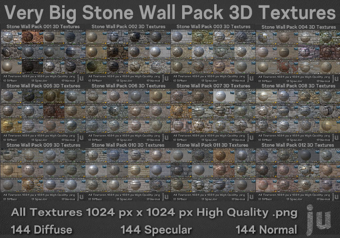 Second Life Marketplace - JU Very Big Stone Wall Pack 3D Textures Full Perm