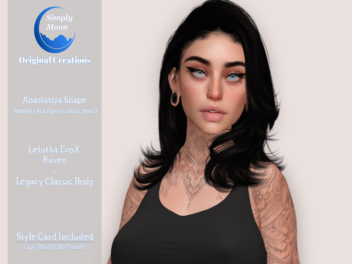 Second Life Marketplace - Simply Moon Anastasiya Shape - LeLUTKA Raven 3.1