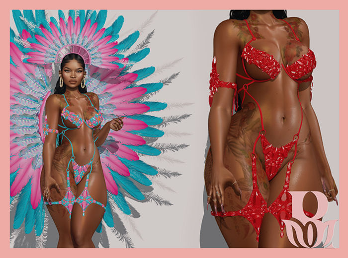 Second Life Marketplace Rosary Jouvert Bodysuit Red