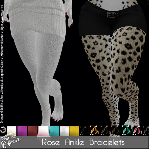 Second Life Marketplace - SWO Rose Ankle Bracelts for Jomo Female Avatars