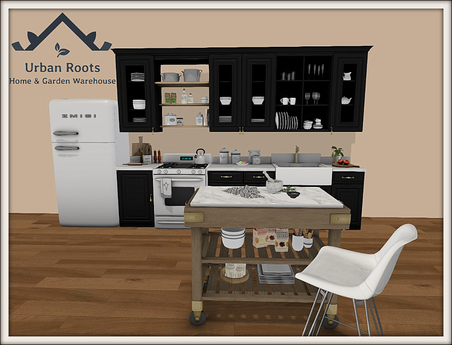 Second Life Marketplace - UR Modern Farmhouse Kitchen Midnight Set (PG)