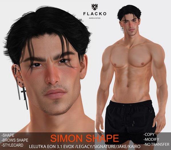 Second Life Marketplace - Flacko - Shape Simon Head Lelutka Eon 3.1 EvoX