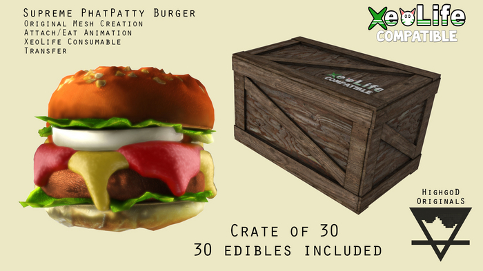 Second Life Marketplace - Supreme Phat Patty Burger [ XeoLife ] [ Crate ...