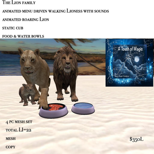 Second Life Marketplace - The Lion family animated Lioness /Lion-box Li=22