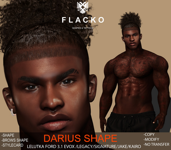 Second Life Marketplace - Flacko - Shape Darius Lelutka Ford 3.1 EvoX