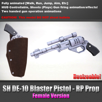 Second Life Marketplace - SH RP Prop Gun - DE-10 Blaster Pistol (Female ...