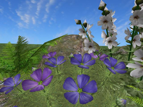 Second Life Marketplace - RW - Summer spring hollyhock fern rock garden ...