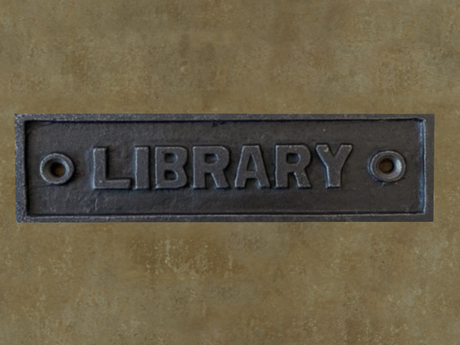 Second Life Marketplace - Vintage Metal Library Sign