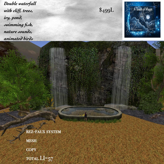 Second Life Marketplace - Double waterfall & pond set-Box LI=57