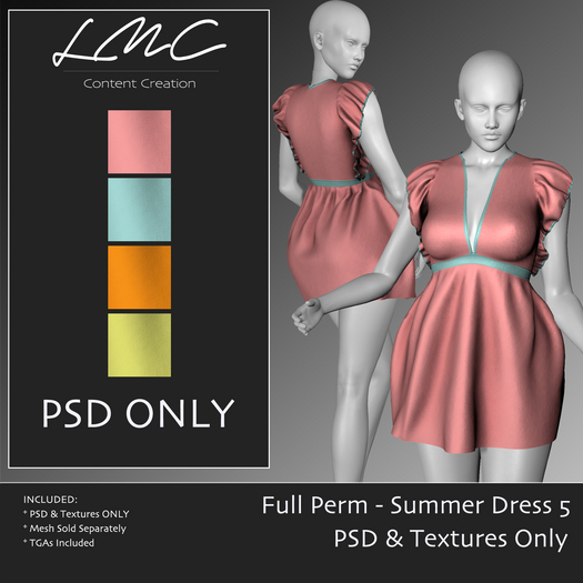 Second Life Marketplace - LMC PSD - Summer Dress 5 - PSD & Textures ...