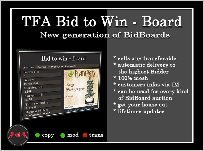 Second Life Marketplace - *TFA* Bid to win Board 4.0 [ADD ME]