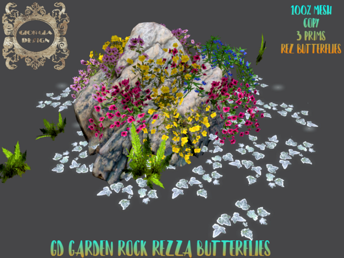 Second Life Marketplace - GD GARDEN ROCK REZZA BUTTERFLIES