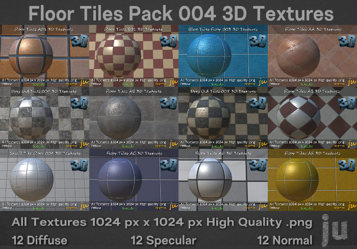 Second Life Marketplace - JU Floor Tiles Pack 004 3D Textures Full Perm