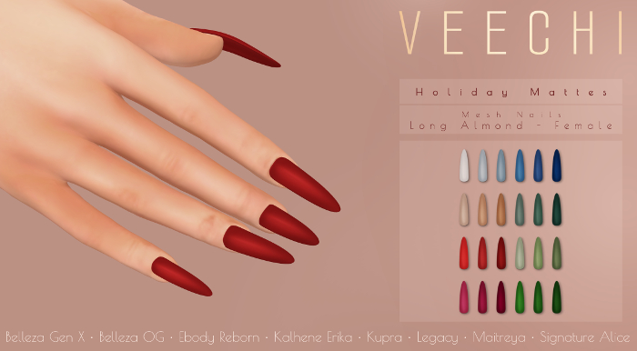 Second Life Marketplace - Veechi - Holiday Mattes // Long Almond