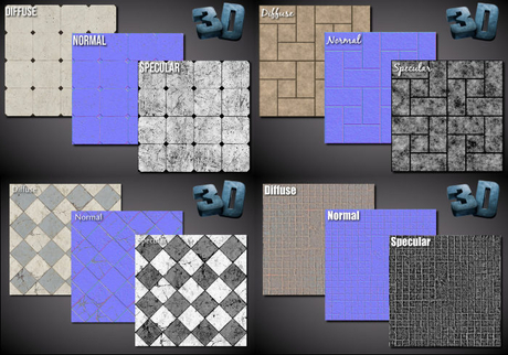 Second Life Marketplace - JU Floor Tiles Pack 005 3D Textures Full Perm