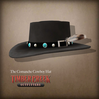 Second Life Marketplace - [Timber Creek] The Comanche Cowboy Hat-Midnight