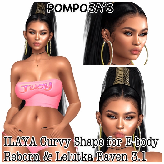 Second Life Marketplace - ILAYA Curvy Shape for PEACH BODY & LELUTKA RAVEN 3.1