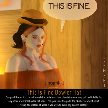Second Life Marketplace - .Unsainted This is Fine Bowler Hat Gift