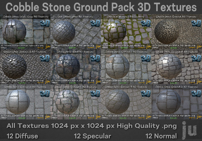 Second Life Marketplace - JU Cobble Stone Ground Pack 3D Textures Full Perm