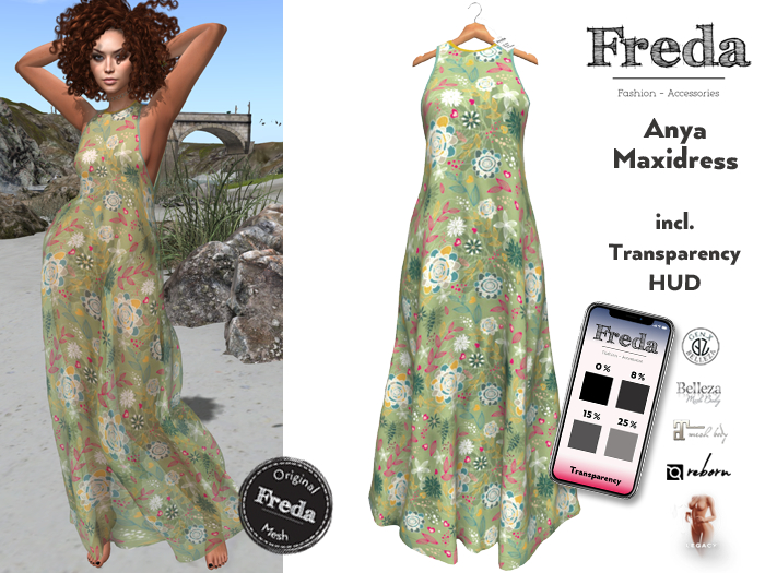 Second Life Marketplace - "Freda" Anya Maxidress Doodle Flowers Reed ...