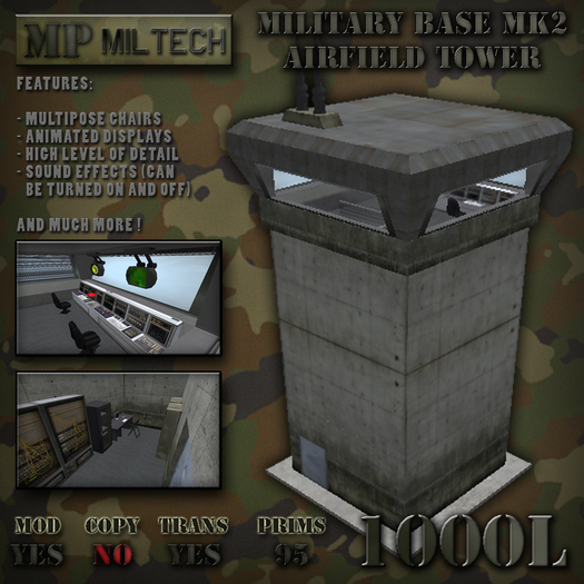Second Life Marketplace - MP Miltech - Military Base MK2 Airfield Tower ...