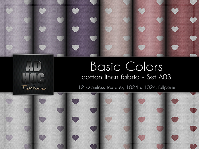 Second Life Marketplace - AD HOC - BASIC COLORS - Set A03 - Cotton ...