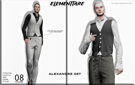 Second Life Marketplace - [Elementtare] Alexandre Pants - Fatpack DEMO