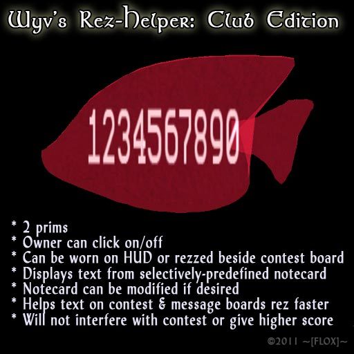 Second Life Marketplace - ~[F]~Wyv's Rez-Helper: Club Edition *CLEARANCE*