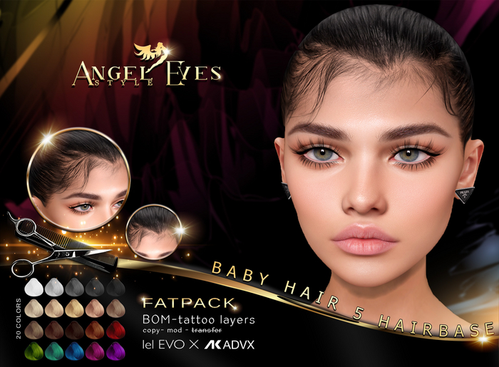 Second Life Marketplace - Angel Eyes - BABY HAIR 5 Hairbase Lelutka ...
