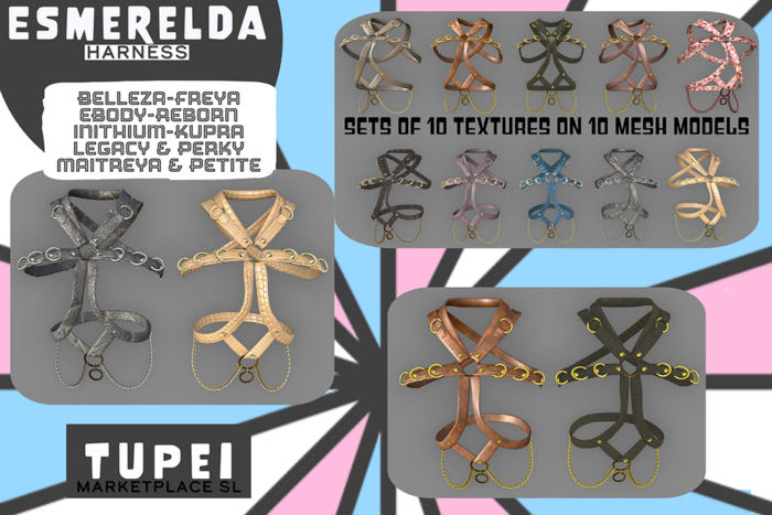 Second Life Marketplace - TuPei Esmerelda Harness - Set #1 for Legacy-Perky