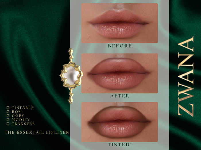 Second Life Marketplace - ZWANA The Essentail Lipliner [Lel EvoX - BOM]
