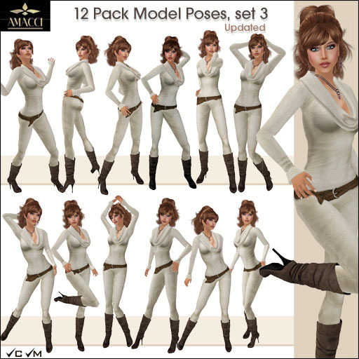 Second Life Marketplace - Amacci ~ 12 Pack Model Poses, Set 3