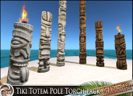 Second Life Marketplace - HeadHunter's Island - Tiki Totem Pole Torch ...