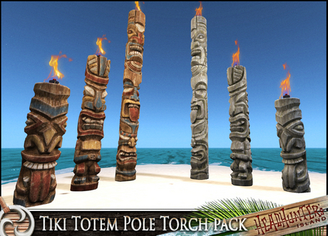 Second Life Marketplace - HeadHunter's Island - Tiki Totem Pole Torch ...