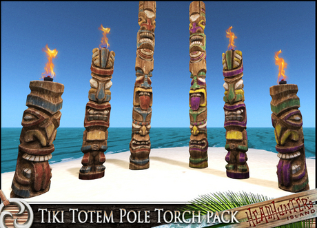 Second Life Marketplace - HeadHunter's Island - Tiki Totem Pole Torch ...