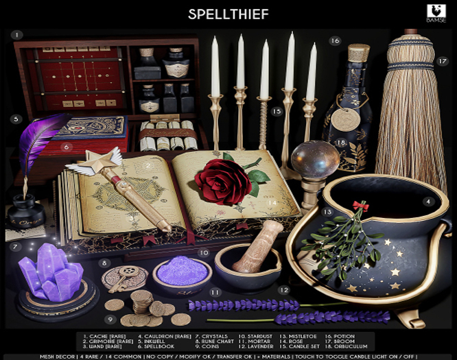 Second Life Marketplace - BAMSE - SpellThief - Full Set ( 4 RARES + 14 ...